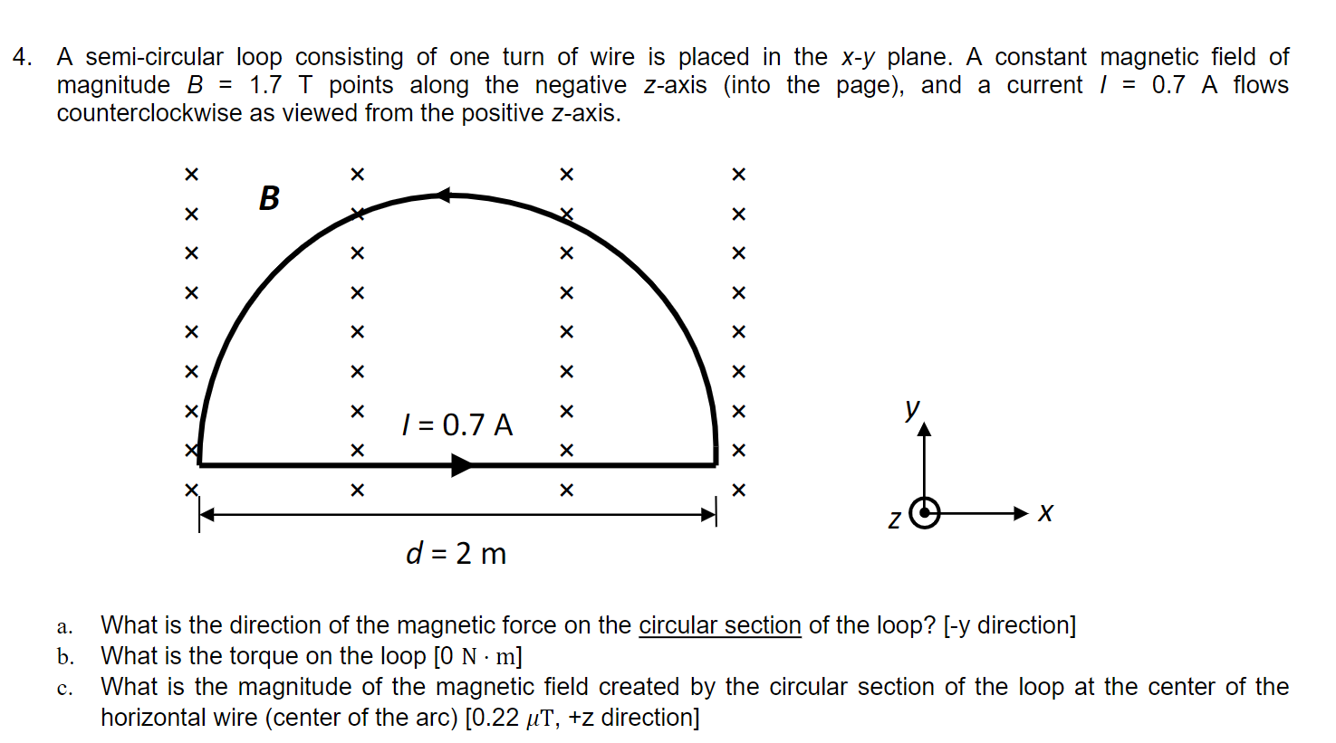 Solved 4. A semi-circular loop consisting of one turn of | Chegg.com