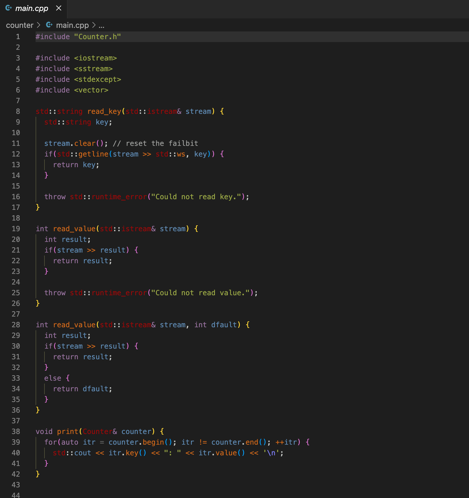 Solved \# Counter In this lab, you'll implement the _map_ | Chegg.com