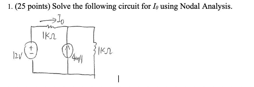 Solved 1. (25 points) Solve the following circuit for Io | Chegg.com