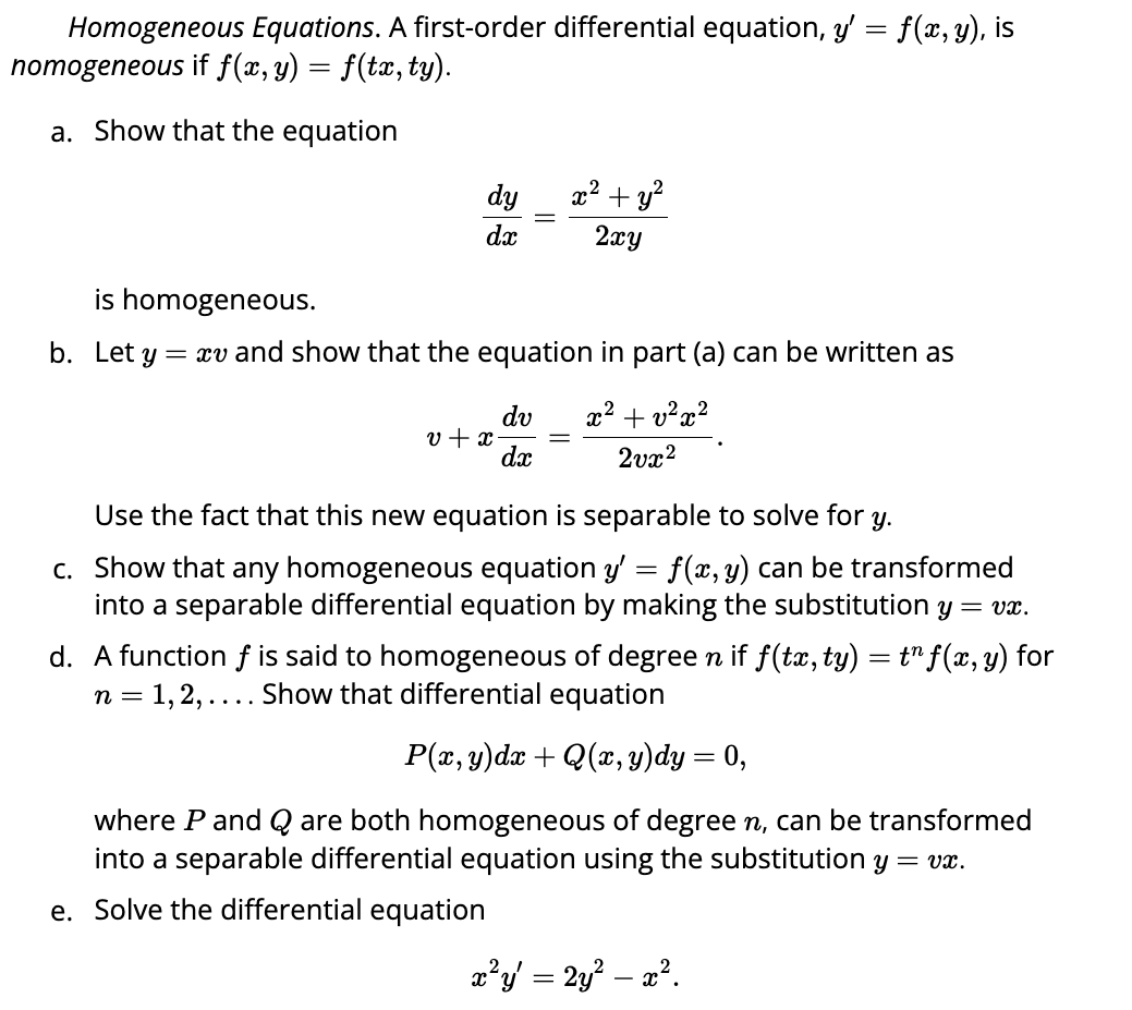 Solved Homogeneous Equations. A first-order differential | Chegg.com