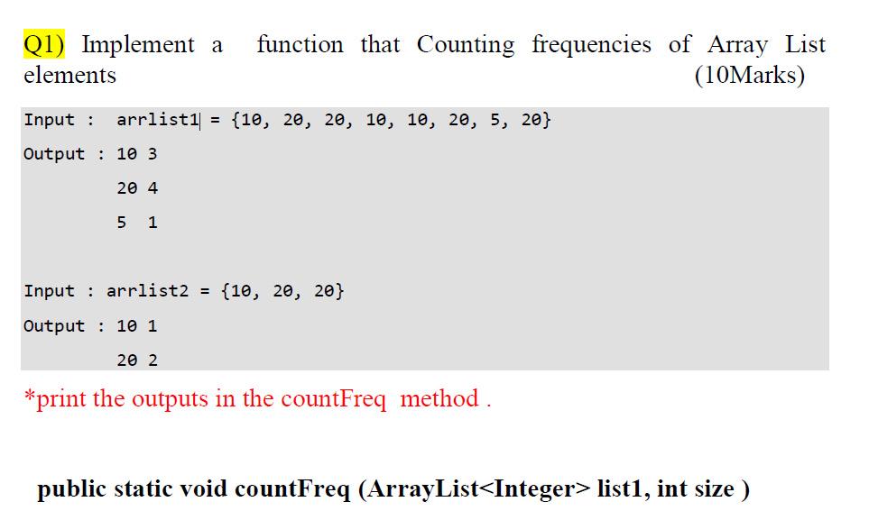 Solved (1) Implement a elements function that Counting | Chegg.com