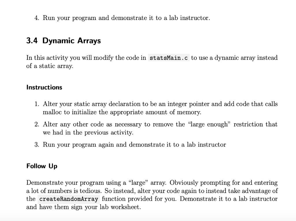 Solved 3.3 Static Arrays Navigate back to the statistics | Chegg.com