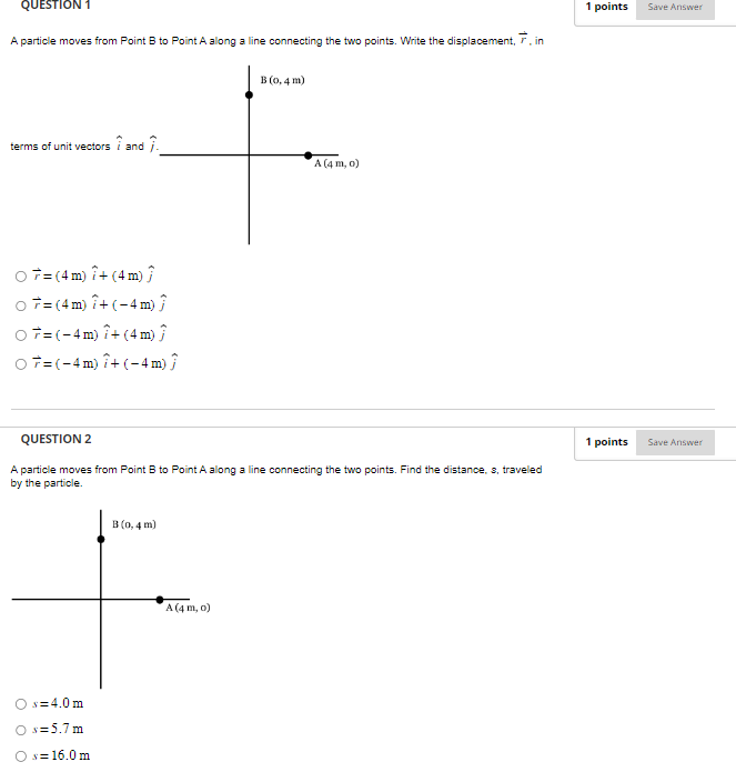 Solved A particle moves from Point B to Point A along a line | Chegg.com