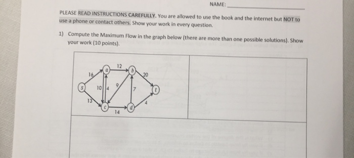 Solved NAME: PLEASE READ INSTRUCTIONS CAREFULLY. You are | Chegg.com