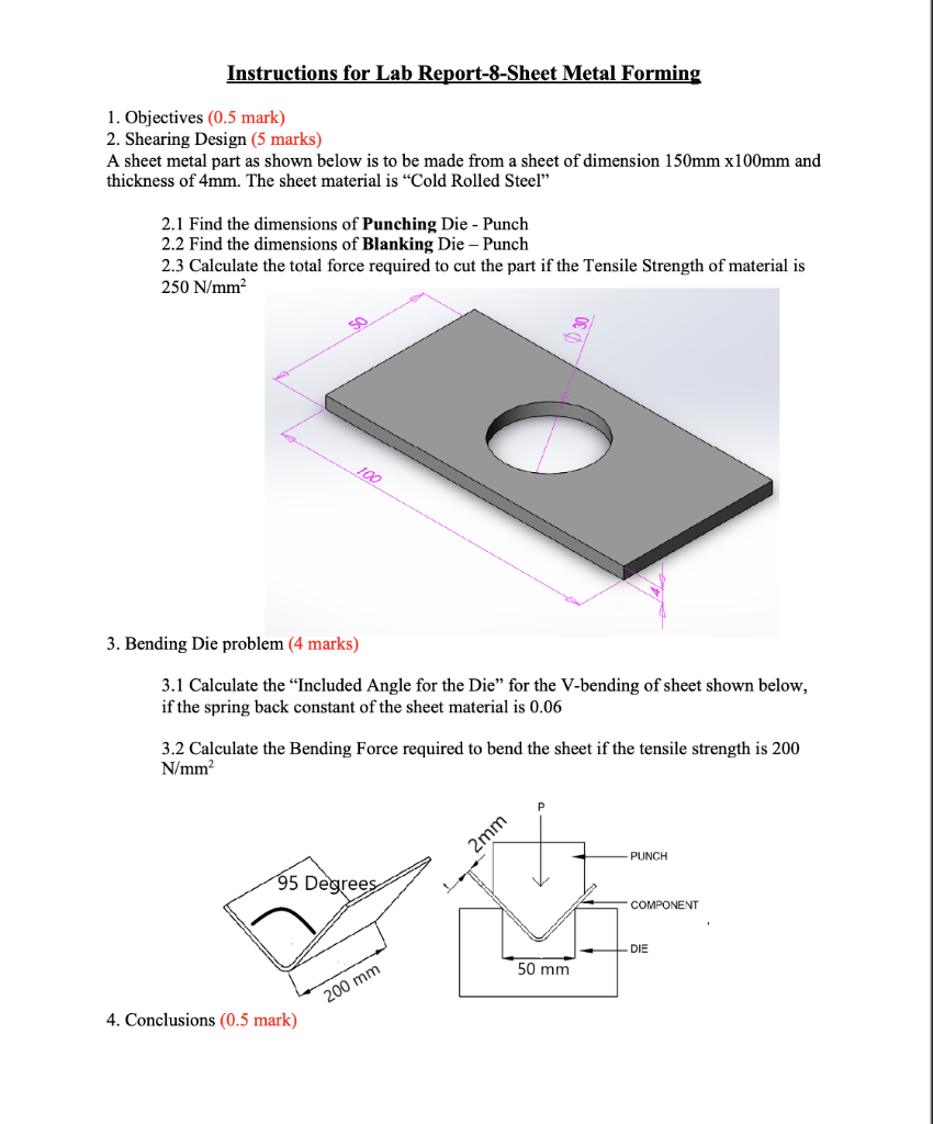 Solved Instructions for Lab Report-8-Sheet Metal Forming 1. | Chegg.com
