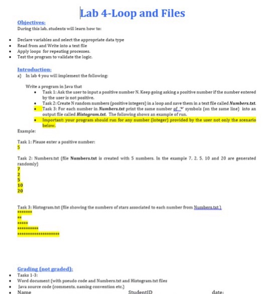 Solved Lab 4-Loop and Files During this lab, students will | Chegg.com