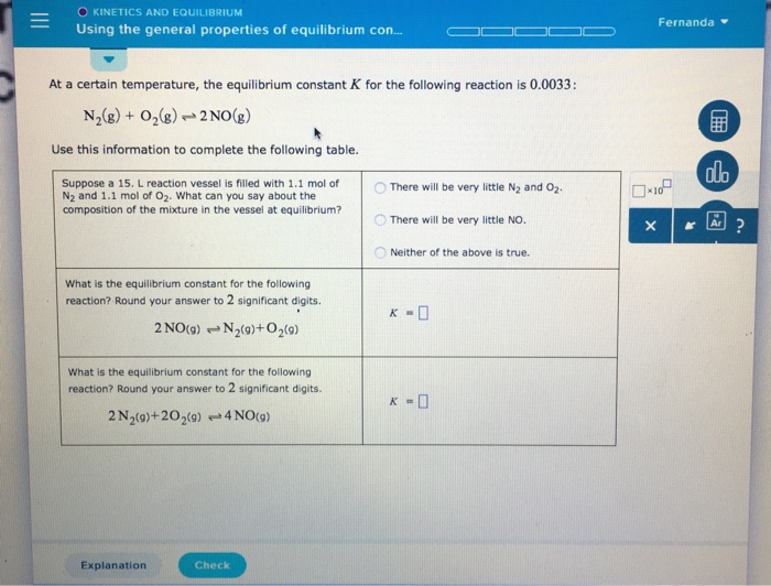 Solved O KINETICS AND EQUILIBRIUM Using the general | Chegg.com