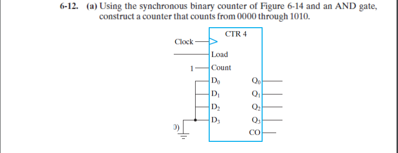 Solved 6 12 A Using The Synchronous Binary Counter Of