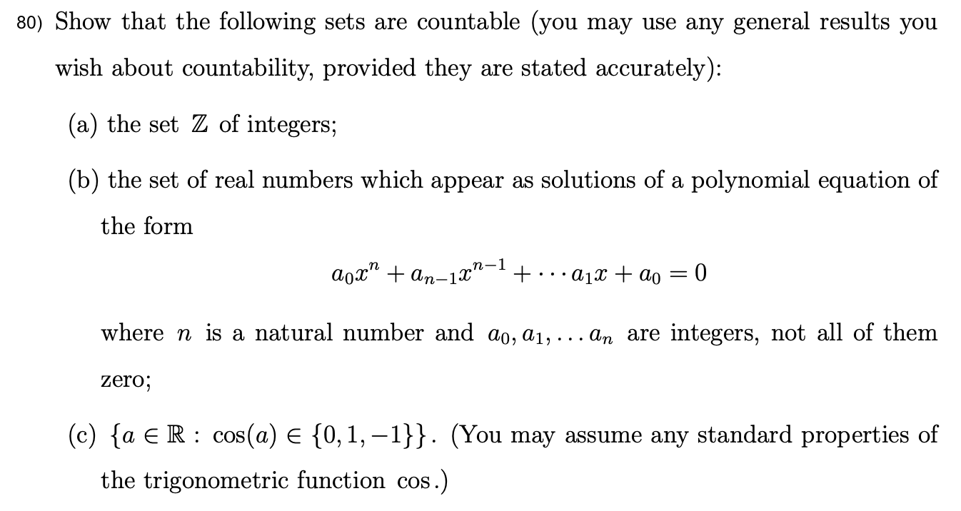 Solved Show that the following sets are countable (you may | Chegg.com