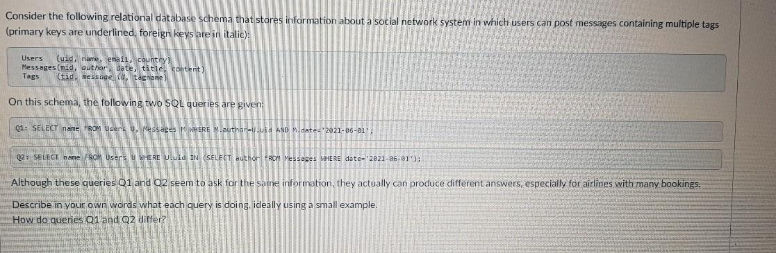 Solved Consider the following relational database schema | Chegg.com