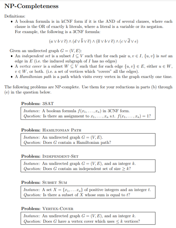 Solved NP-Completeness Definitions: • A boolean formula is | Chegg.com