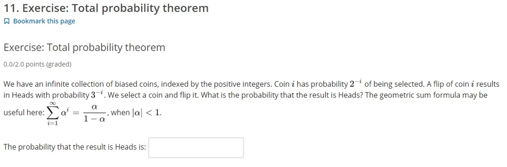 Solved 11. Exercise: Total probability theorem Bookmark this | Chegg.com