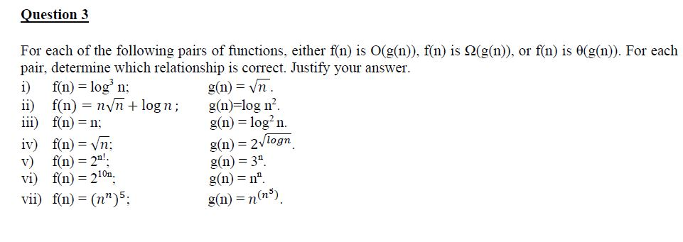Solved Question 3 For each of the following pairs of | Chegg.com