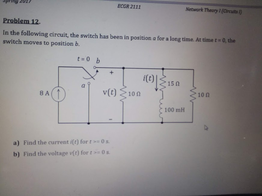 Solved pring 2017 ECGR 2111 Network Theory 1 (Circults 1) | Chegg.com