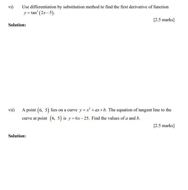Solved vi) Use differentiation by substitution method to | Chegg.com