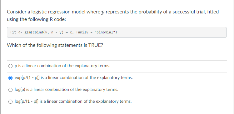 Solved Consider a logistic regression model where p | Chegg.com