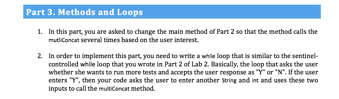 Solved Part 2. Writing methods in Java 1. In this part, you | Chegg.com