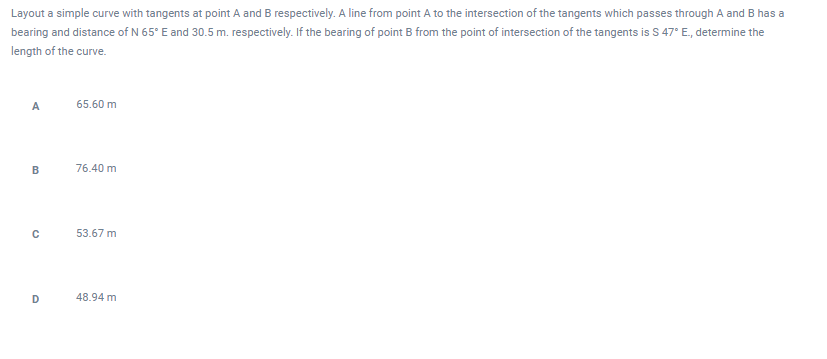 Solved Layout a simple curve with tangents at point A and B | Chegg.com