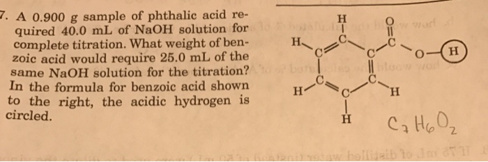 Solved A 0.900 g sample of phthalic acid required 40.0 mL of | Chegg.com