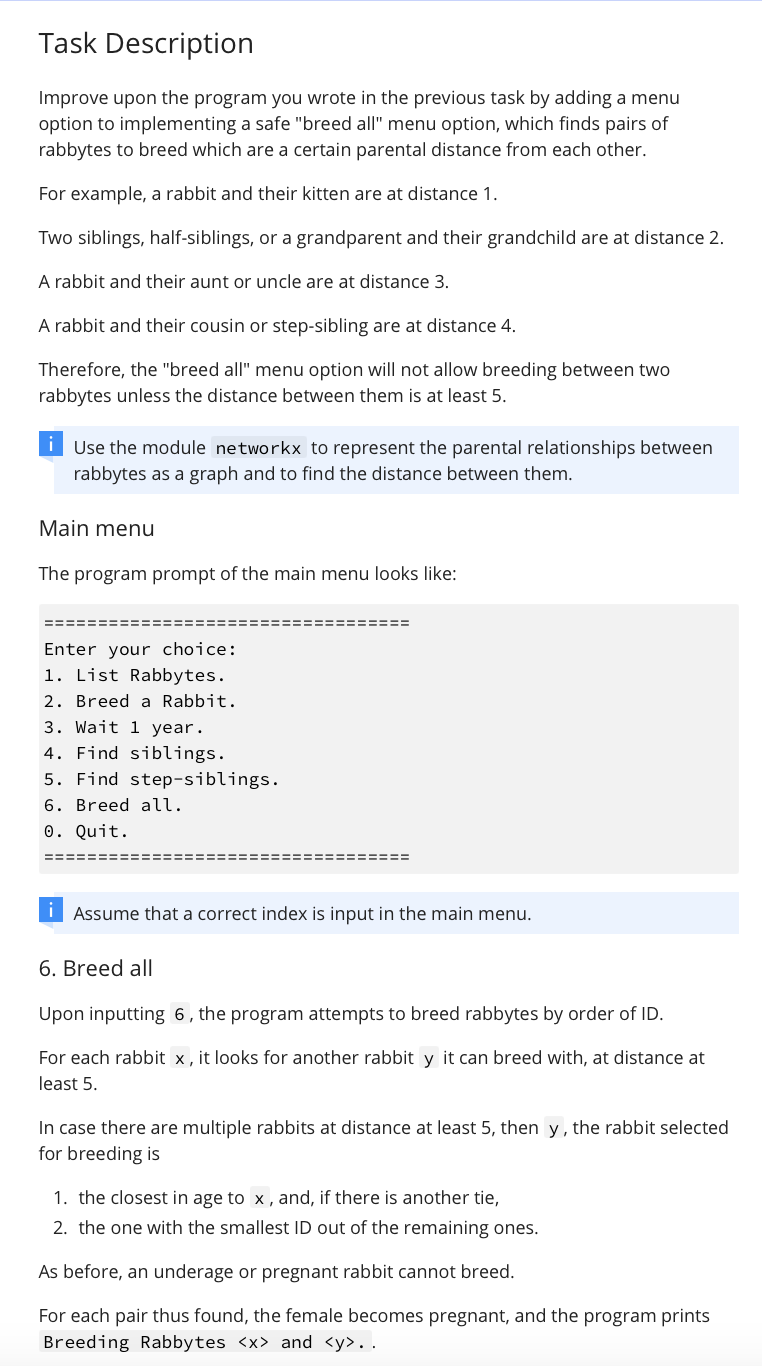 Solved from tabulate import tabulate class Rabbyte: def | Chegg.com