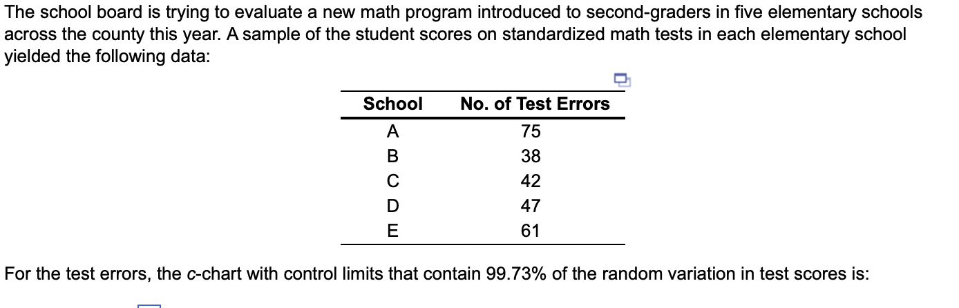 Solved The school board is trying to evaluate a new math | Chegg.com