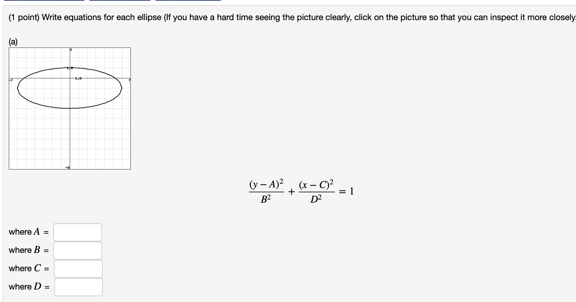 Solved (1 point) Write equations for each ellipse (If you | Chegg.com