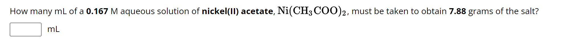Solved How many mL of a 0.167M aqueous solution of | Chegg.com