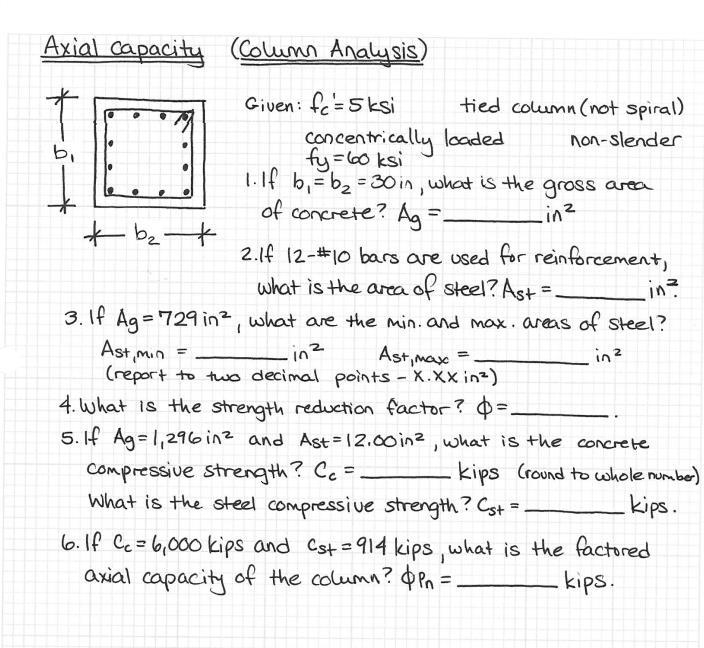 Solved non-slender Axial capacity (Column Analysis) t Given: | Chegg.com