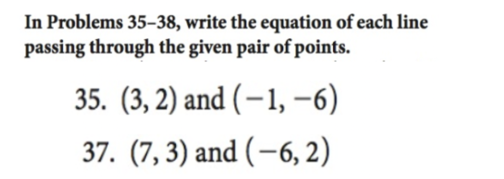 Solved In Problems 35-38, write the equation of each line | Chegg.com