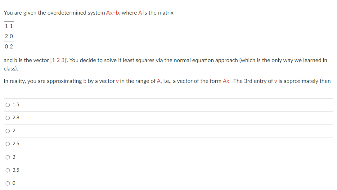 Solved You are given the overdetermined system Ax=b, where A | Chegg.com