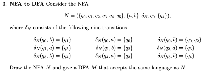 Solved 3. NFA to DFA Consider the NFA | Chegg.com