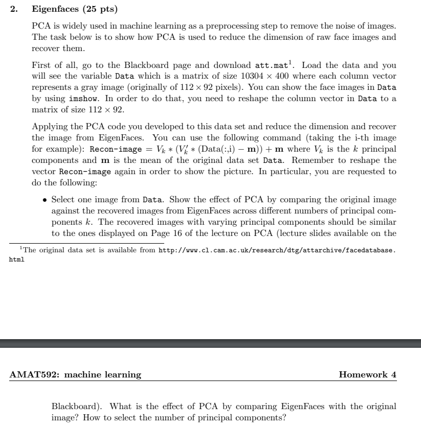 Solved PCA is widely used in machine learning as a | Chegg.com