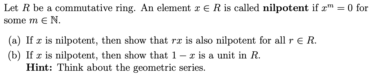 Solved Let R Be A Commutative Ring An Element X∈r Is Called