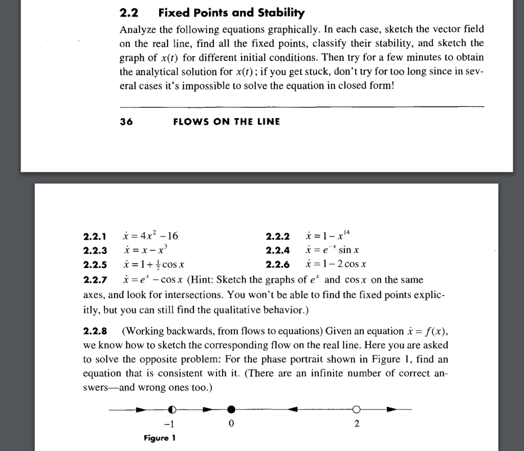 Solved 2.2 Fixed Points and Stability Analyze the following | Chegg.com