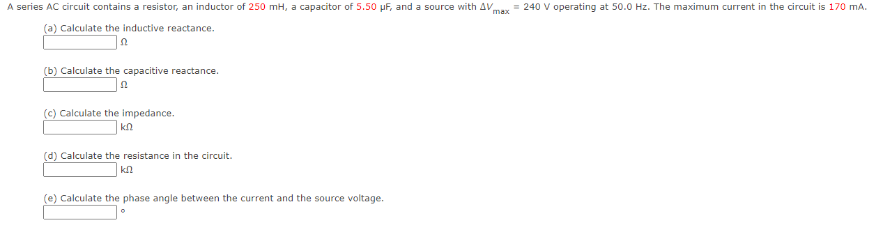 Solved (a) Calculate the inductive reactance. Ω (b) | Chegg.com
