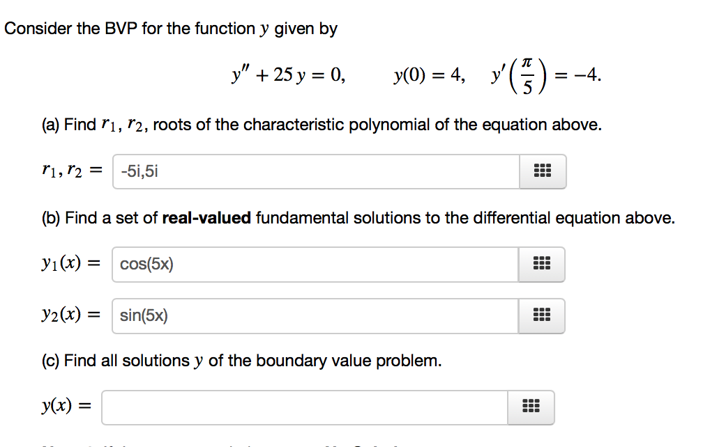 Solved Consider the BVP for the function y given by +25yo)-4 | Chegg.com