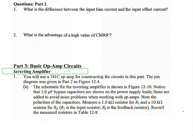 Key Objectives Part 2: Measure the input offset | Chegg.com