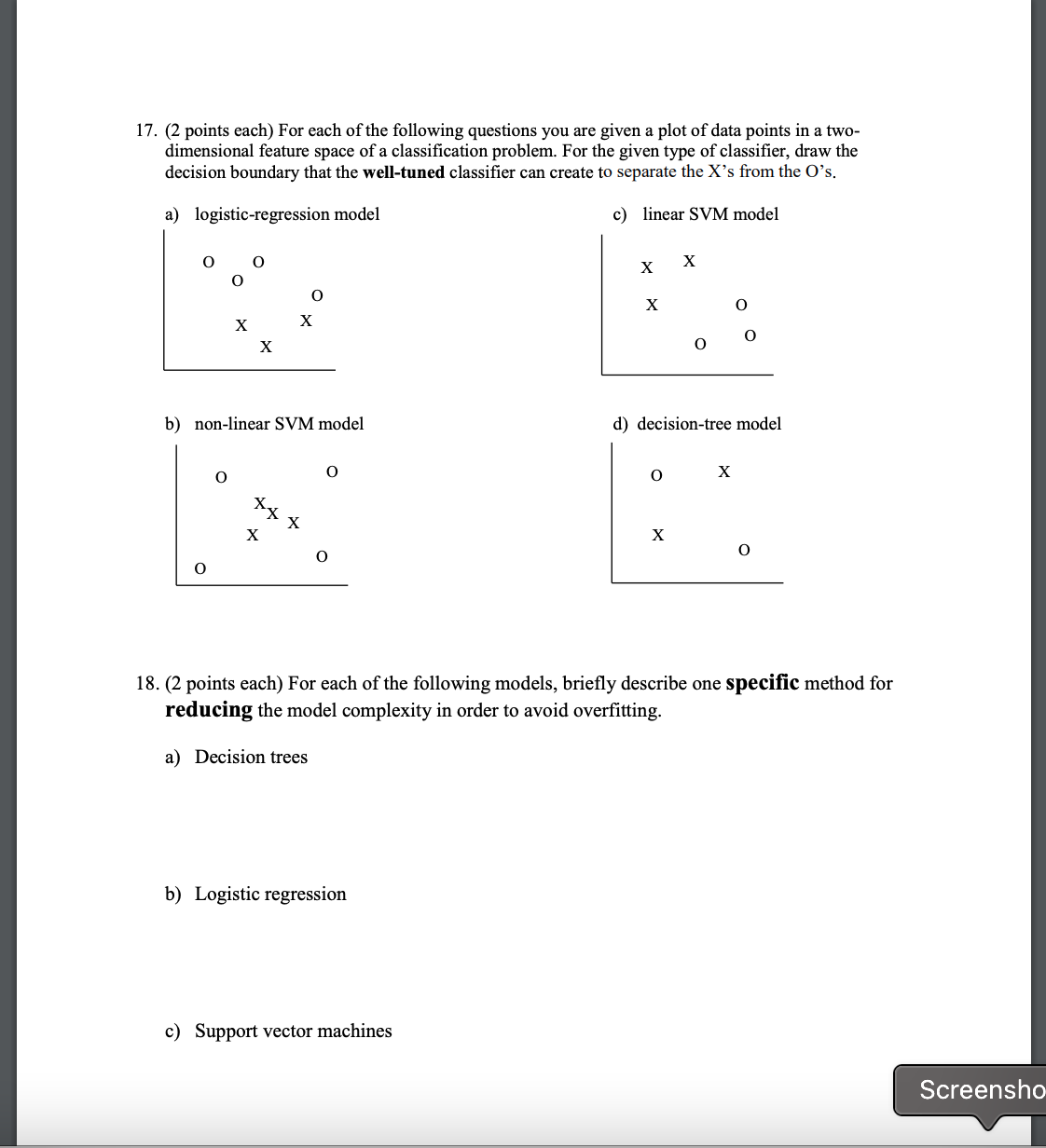 Solved 17. (2 points each) For each of the following | Chegg.com