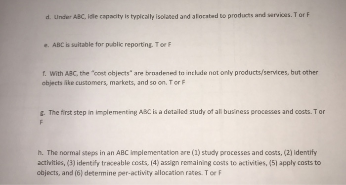 Solved 4. Please label the following statements as True or | Chegg.com