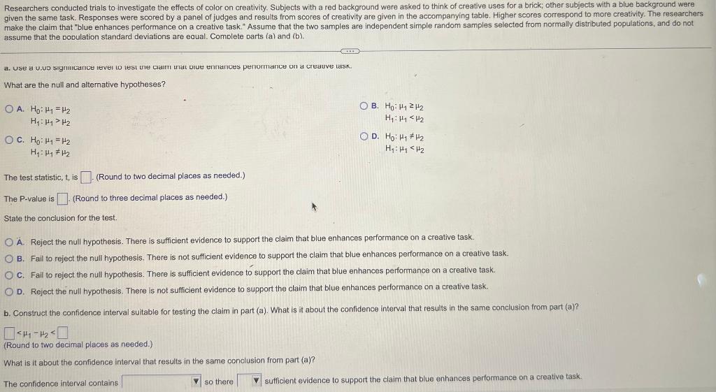 Solved Response Summary StatisticsResearchers conducted | Chegg.com