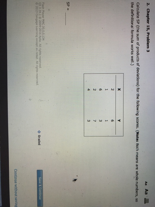 Solved Calculate SP (the sum of products of deviations) for | Chegg.com