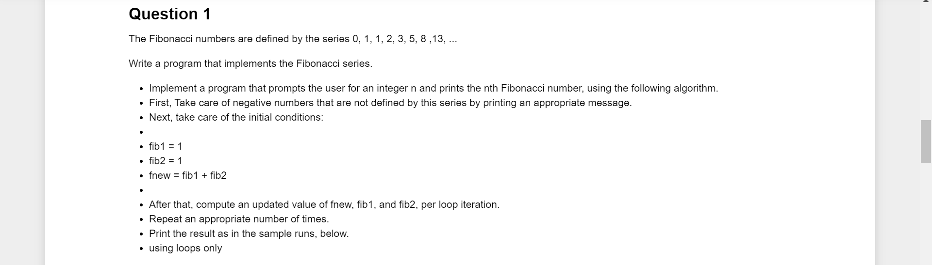 Solved The Fibonacci numbers are defined by the series 0, 1, | Chegg.com