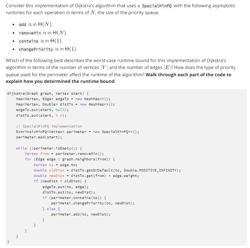 Solved Consider this implementation of Dijkstra's algorithm | Chegg.com