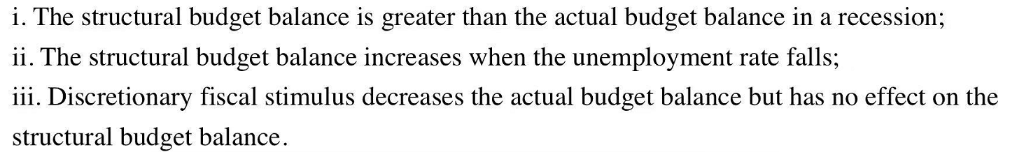 Solved i. The structural budget balance is greater than the | Chegg.com