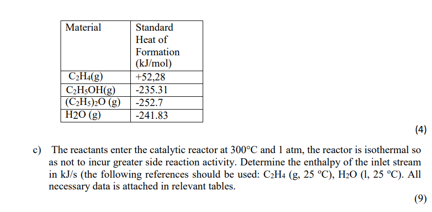 d) Determine the enthalpy of the outlet stream in | Chegg.com