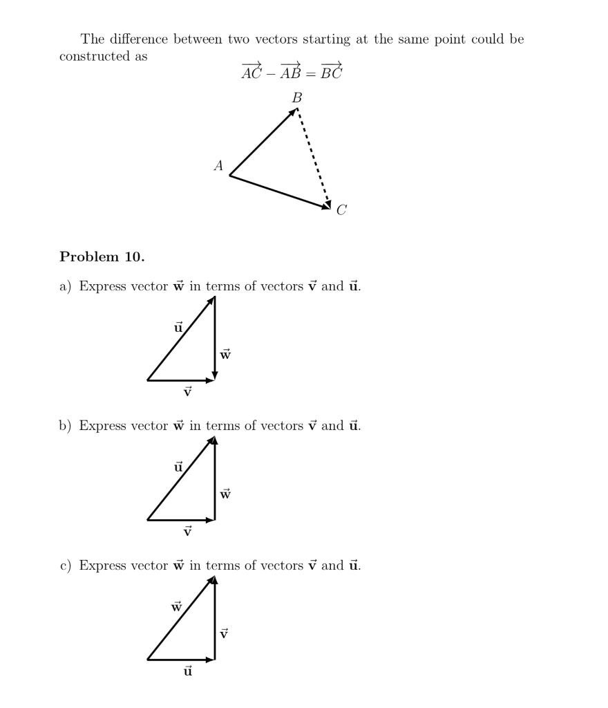 Solved The difference between two vectors starting at the | Chegg.com