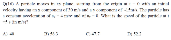 Solved Q(16) A particle moves in xy plane, starting from the | Chegg.com