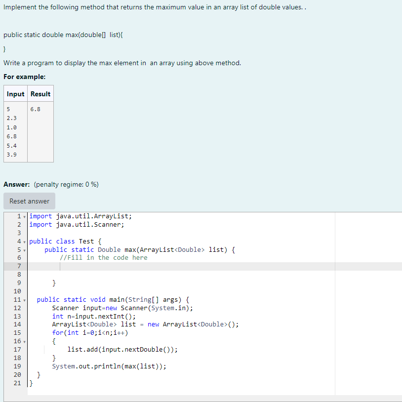Solved Implement the following method that returns the | Chegg.com