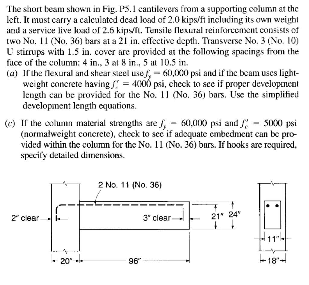 Solved The short beam shown in Fig. P5.1 cantilevers from a | Chegg.com