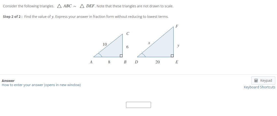Solved Consider the following triangles. ABC∼ DEF. Note | Chegg.com